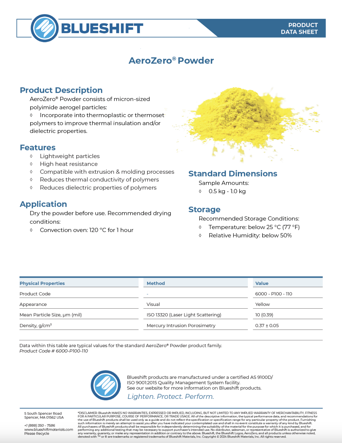 Technical Data Sheets - Blueshift